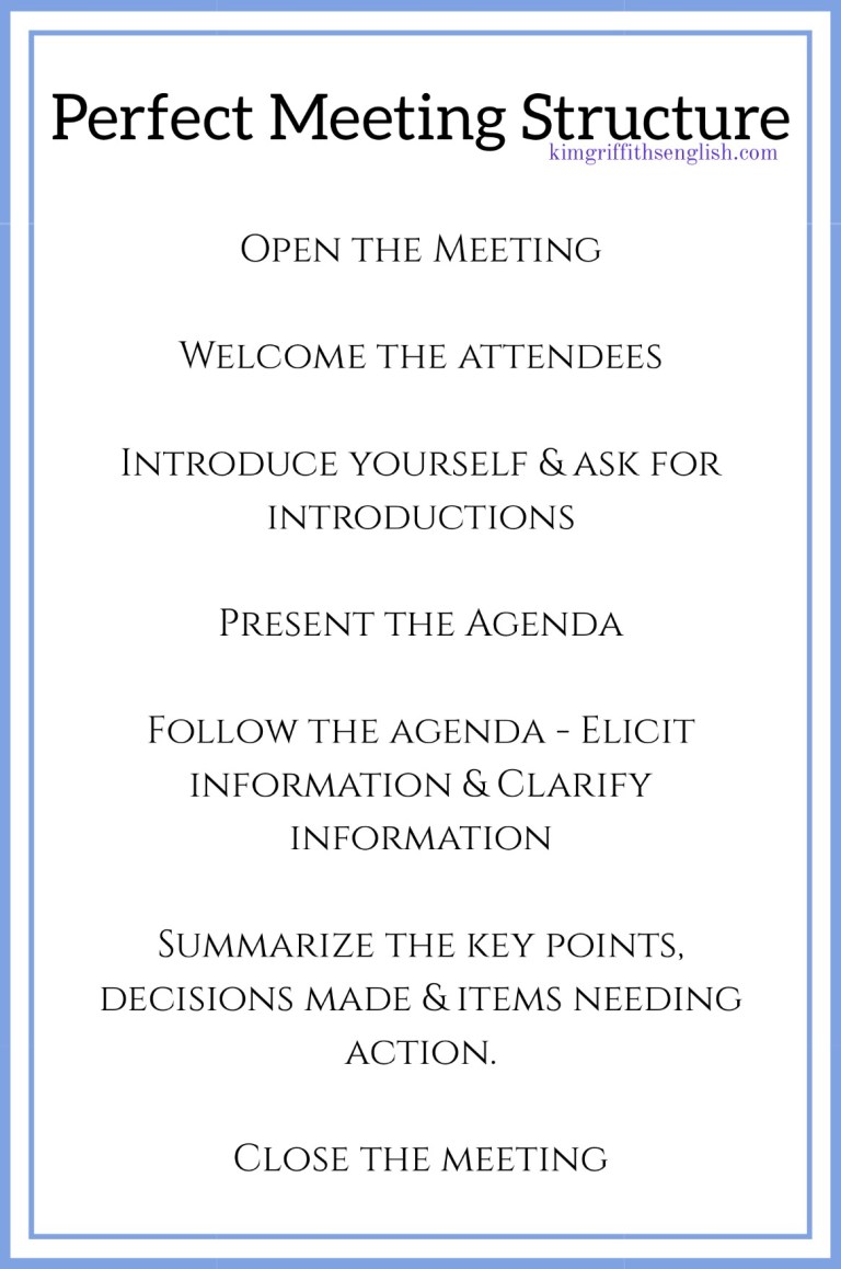 THE Guide to Meetings in English, Part 1 – Kim Griffiths English