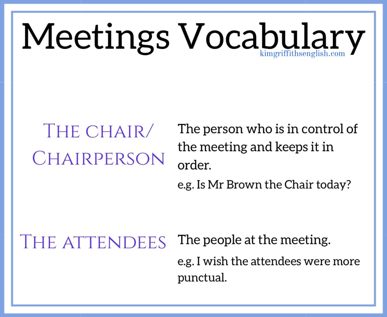THE Guide to Meetings in English, Part 1 – Kim Griffiths English