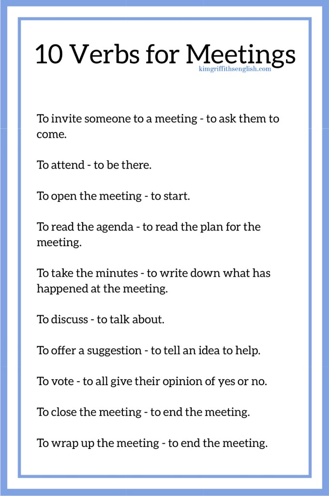 THE Guide to Meetings in English, Part 1 – Kim Griffiths English